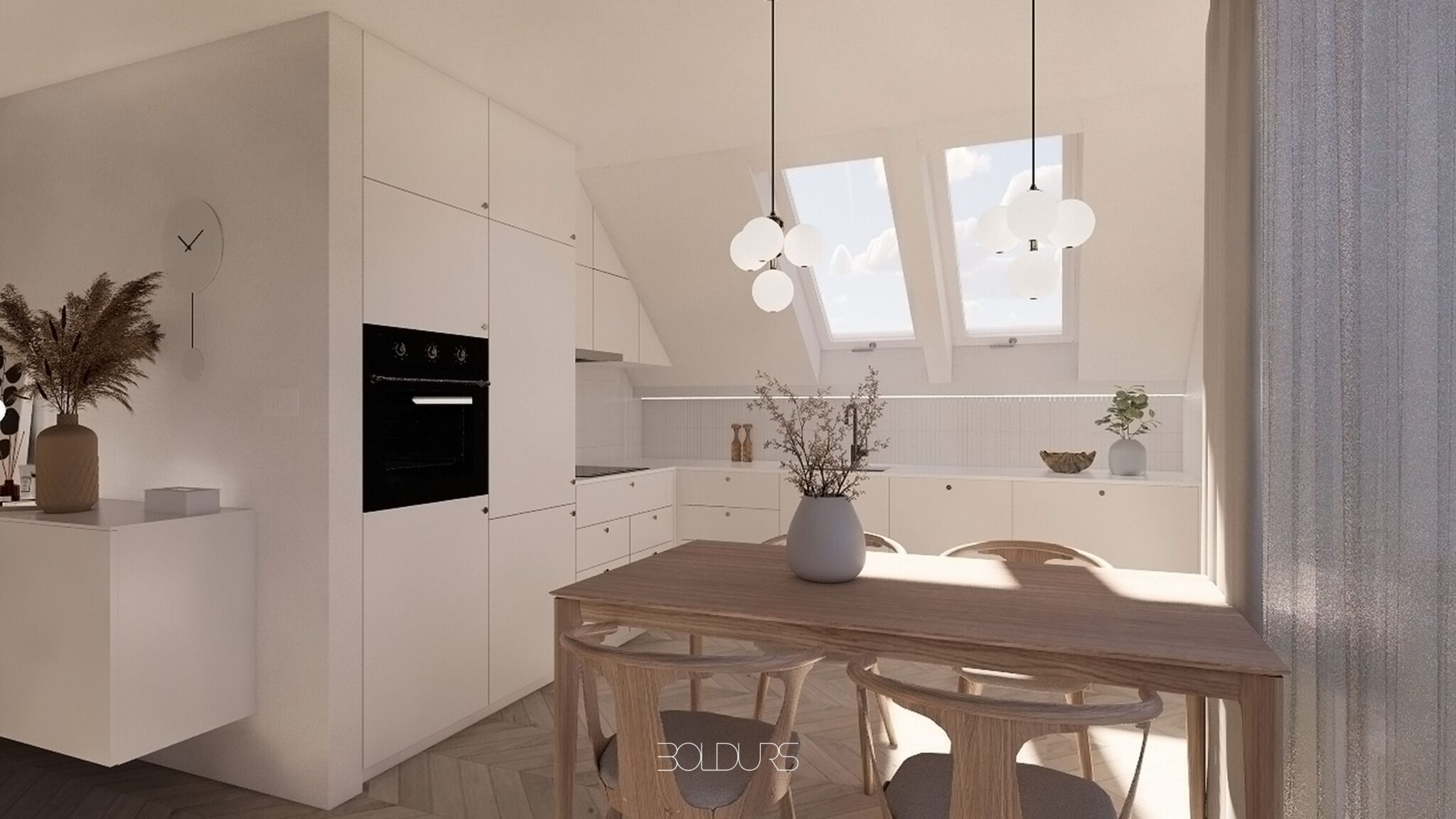 KITCHEN UNDER THE SLOPE, A SYMPHONY OF WHITE - BOLDURS - Online ...