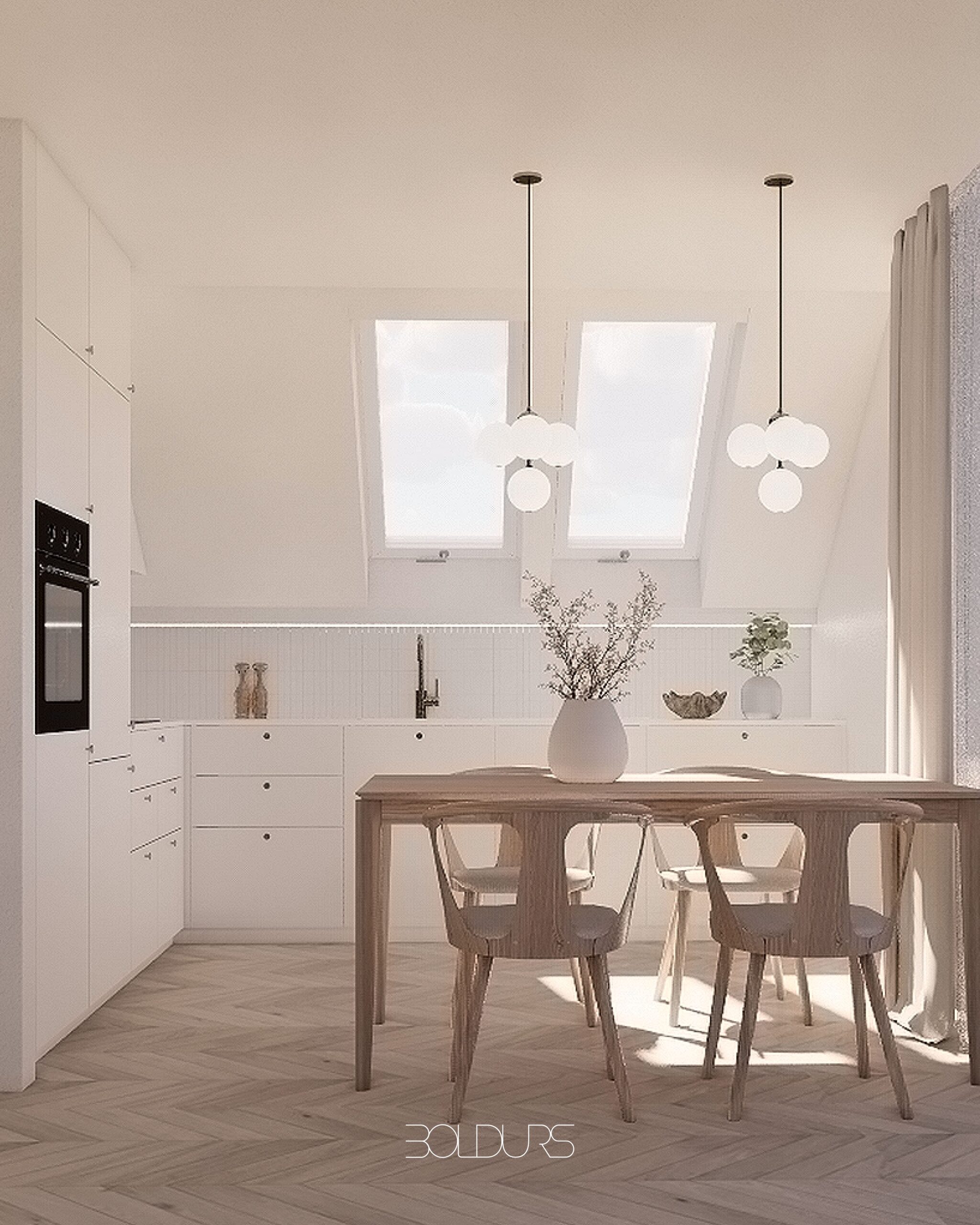 KITCHEN UNDER THE SLOPE, A SYMPHONY OF WHITE - BOLDURS - Online ...